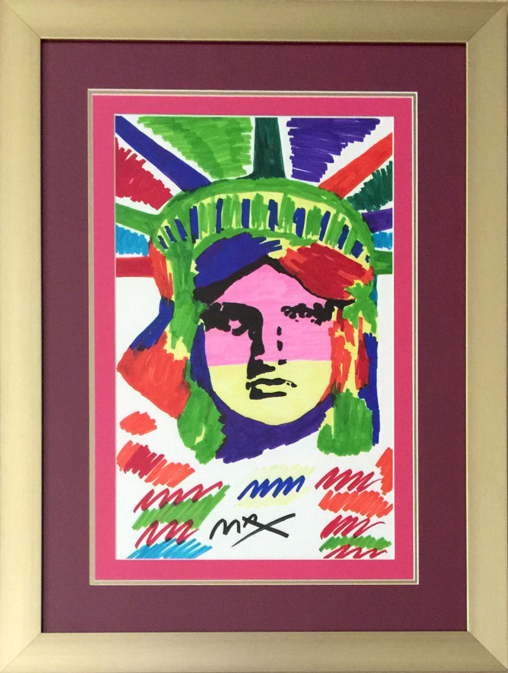 Peter Max - Unique Set of (2) Lady Liberty Original Marker on Glossy ...